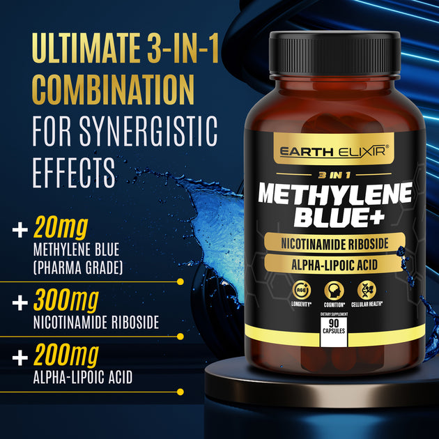 Methylene Blue with Alpha Lipoic Acid & Nicotinamide Riboside – Earth Elixir
